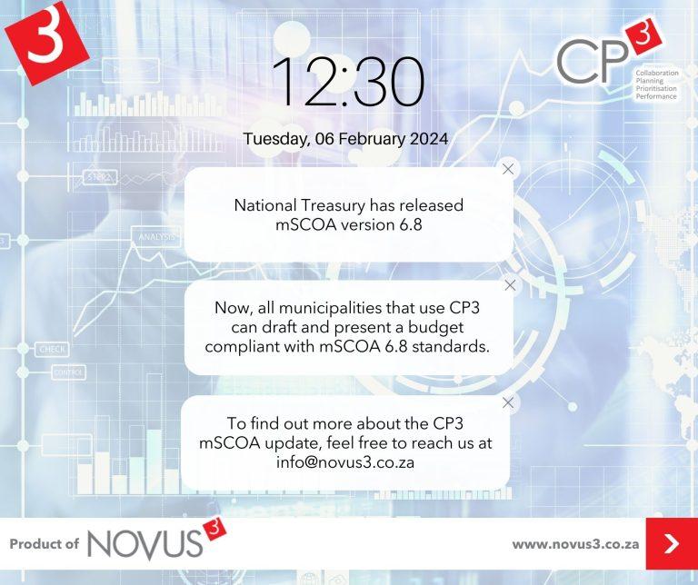 News Update: mSCOA version 6.8 updated on CP3! – Novus3